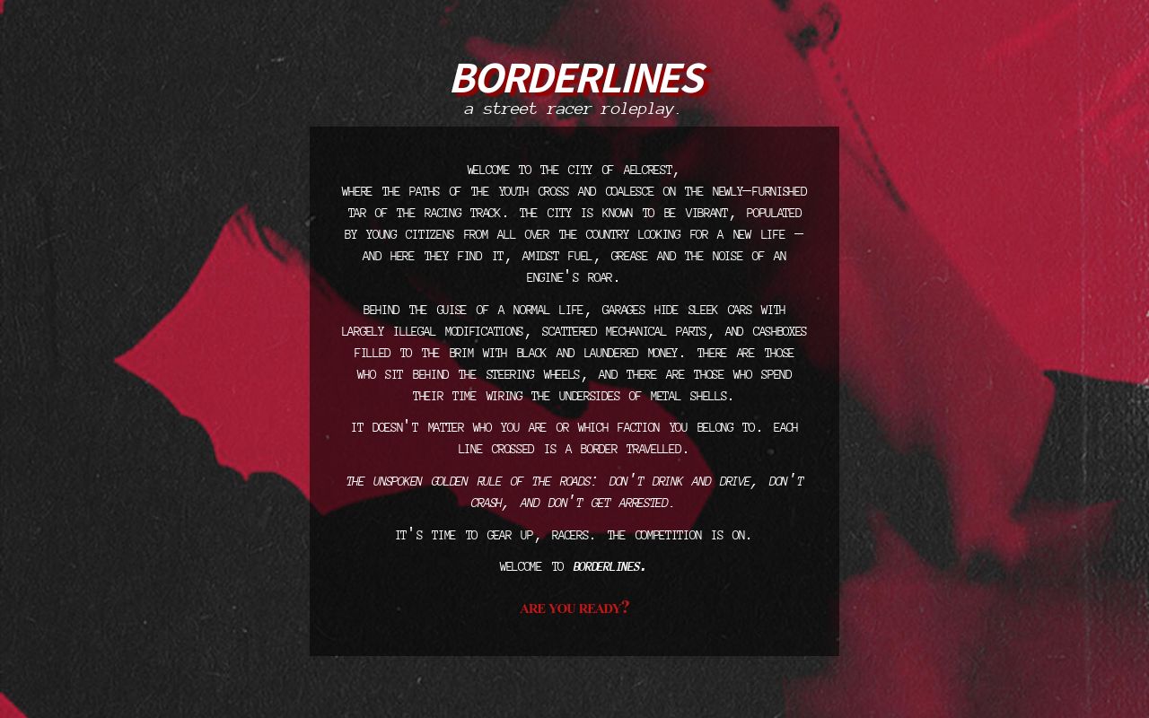 welcome to BORDERLINES.